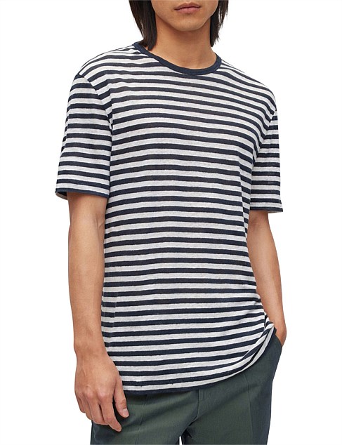 Boss Horizontal-stripe T-shirt In Pure Linen | David Jones