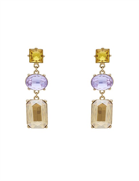 Amelie 3 Tier Rectangle Drop Earring | David Jones