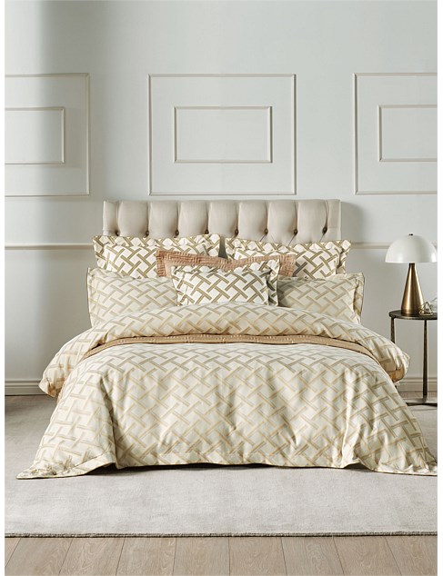 Linen House Super King Quilt Cover Set Valeria Champagne | David Jones