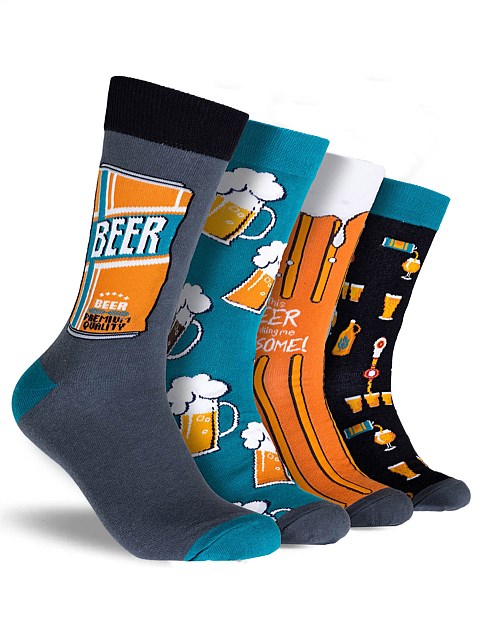Mitch Dowd Crafty Beer Sock 4 Pack | David Jones