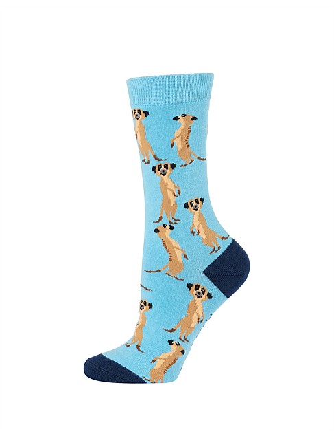 Bamboozld Women's Meerkats Bamboo Crew Cut Sock | David Jones