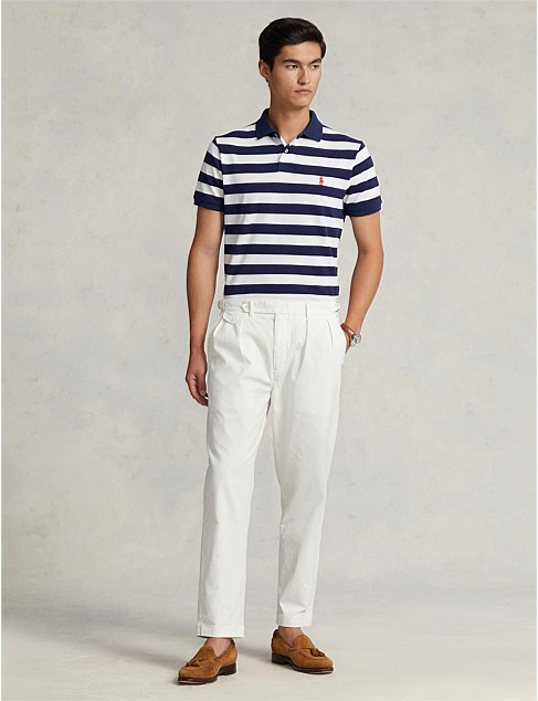 Polo Ralph Lauren Custom Slim Fit Striped Mesh Polo Shirt | David Jones