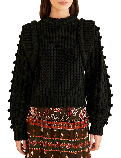 Farm Rio Black Braided Sweater | David Jones