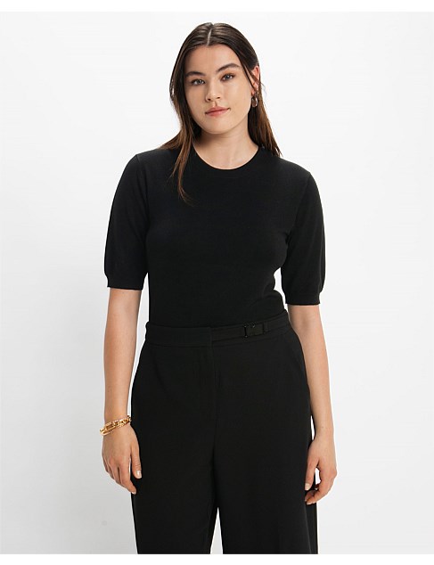 Cue Elbow Sleeve Round Neck Knit | David Jones