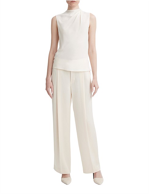 Vince Draped Cascade Silk Sleeveless Blouse | David Jones