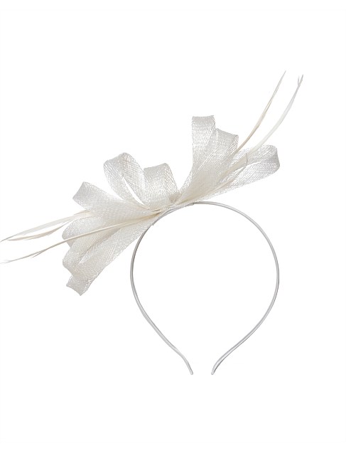 Gregory Ladner Sinamay Bow Loops With Feather On Headband | David Jones