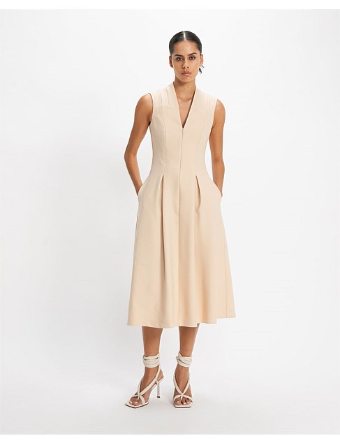 Cue Pleat Front Midi Dress | David Jones
