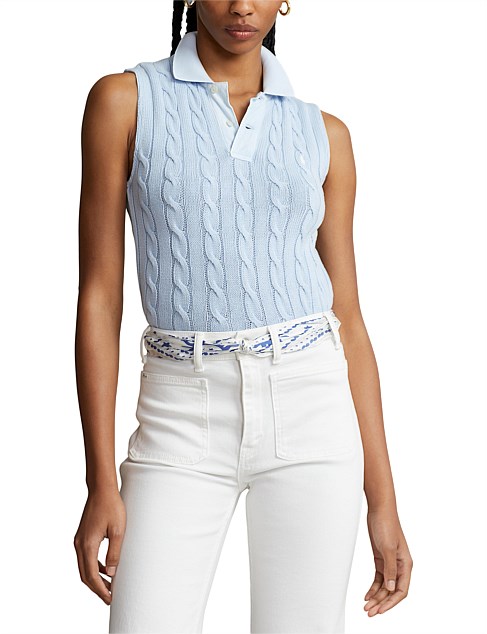 Polo Ralph Lauren Sleeveless Cable-knit Polo Shirt | David Jones