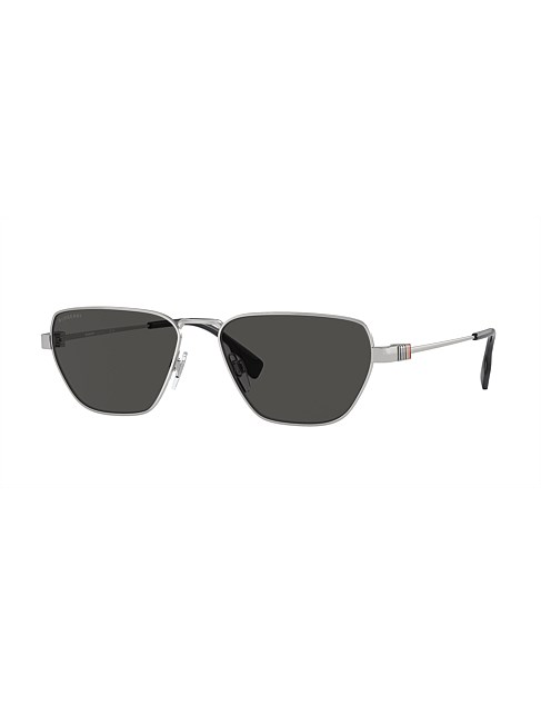 Burberry Irregular Silver Dark Grey Male Sunglass | David Jones