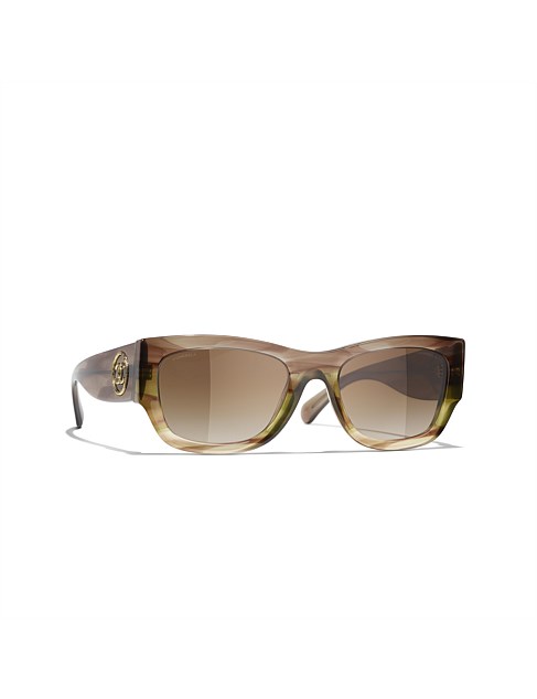 Chanel Rectangle Brown Gradient Brown Female Sunglass | David Jones