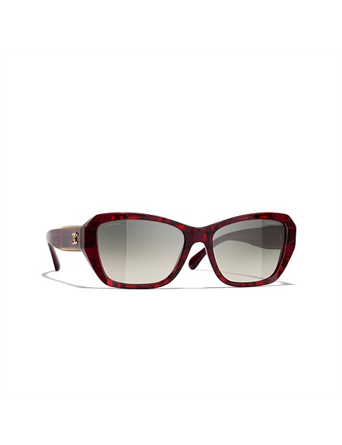 Chanel Rectangle Red Gradient Grey Female Sunglass | David Jones