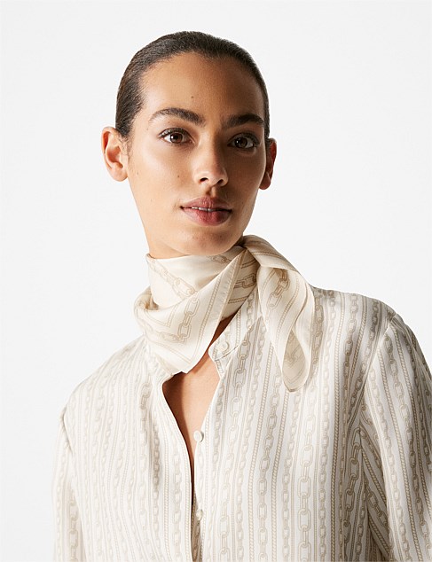 Trenery Silk Twill Chain Print Neckerchief | David Jones