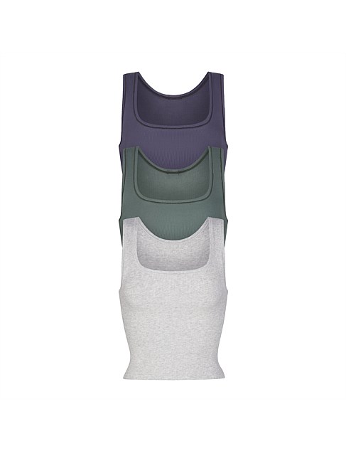 Skims Cotton Rib Tank 3-pack | David Jones