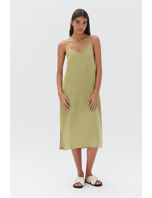 Assembly Label Linen Slip Midi Dress Agave | David Jones
