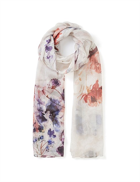 Milana Lacy Floral Silk 70x180 | David Jones