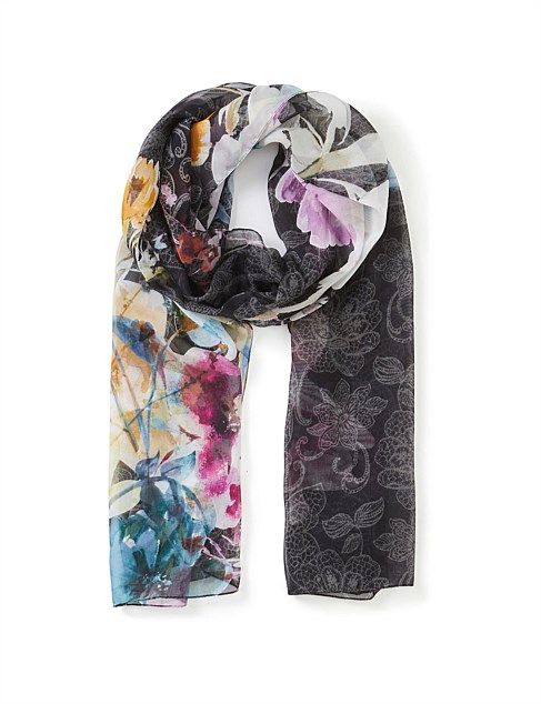 Milana Lacy Floral Silk 70x180 | David Jones