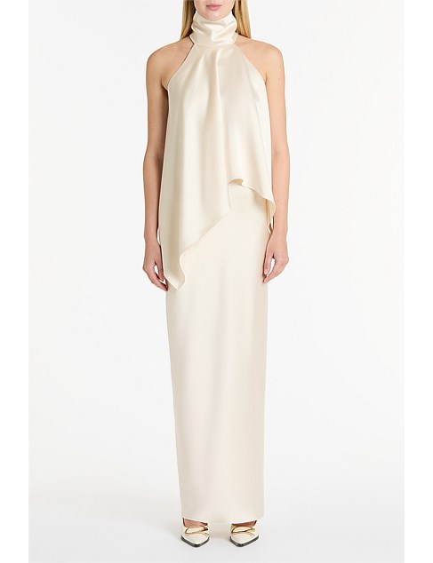 Carla Zampatti Ivory Satin Draped Halter Top | David Jones