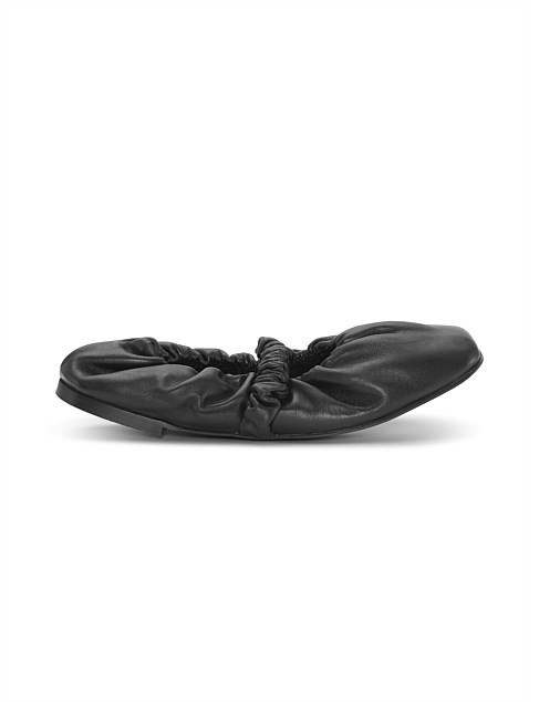 Ganni Soft Square Toe Scrunchie Nappa Ballerina | David Jones