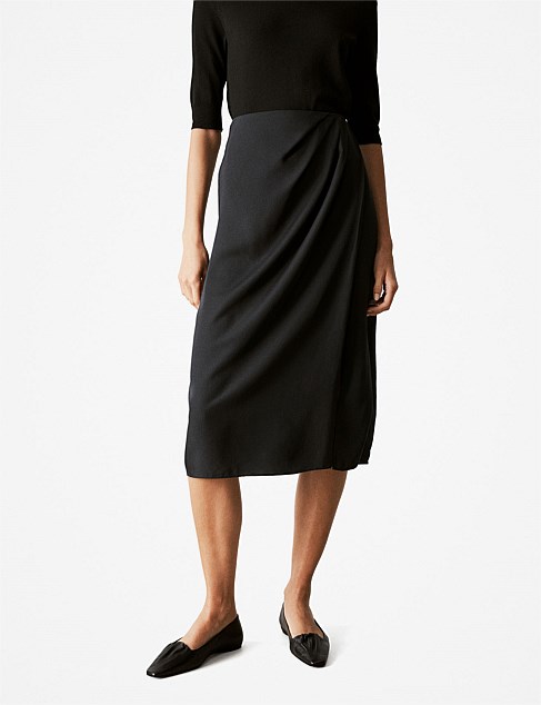 Trenery Modal Twill Drape Front Skirt | David Jones