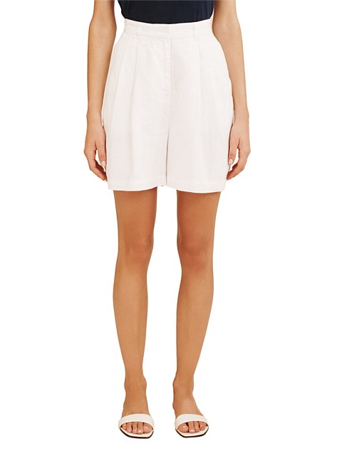 Posse Marchello High Rise Linen Shorts Ivory | David Jones