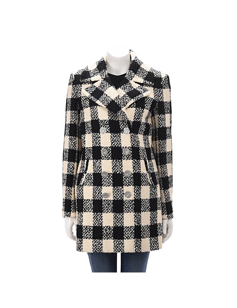 Blue Spinach Pre-loved Chanel Black & Cream Lesage Tweed Check Coat Fr ...