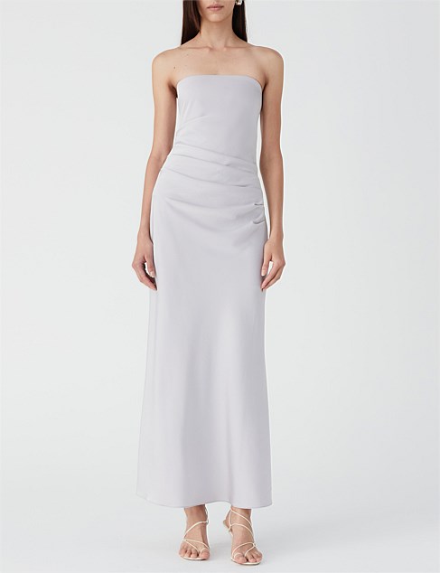 Misha Celosia Strapless Satin Midi Dress Silver | David Jones