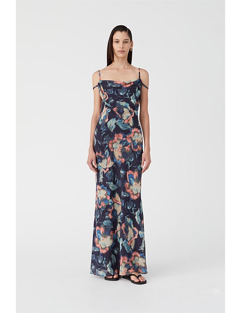 Misha Olivette Cowl Neckline Georgette Maxi Dress Vintage Tapestry ...