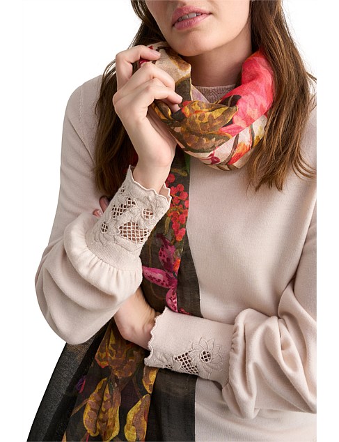 Blue Illusion Spliced Bird Floral Scarf -Multicolour | David Jones