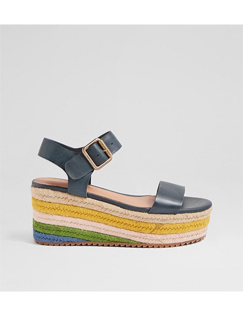 Midas Nowles Navy Rainbow Leather Rope Espadrilles | David Jones