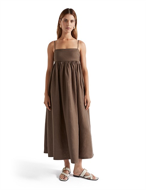 Seed Heritage Linen Sun Dress With Spaghetti Straps | David Jones