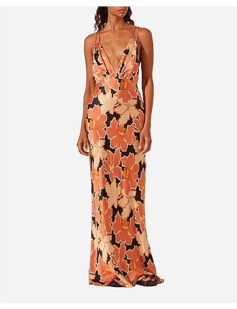 Shona Joy Rosa Silk Plunged Double Strap Maxi Dress | David Jones