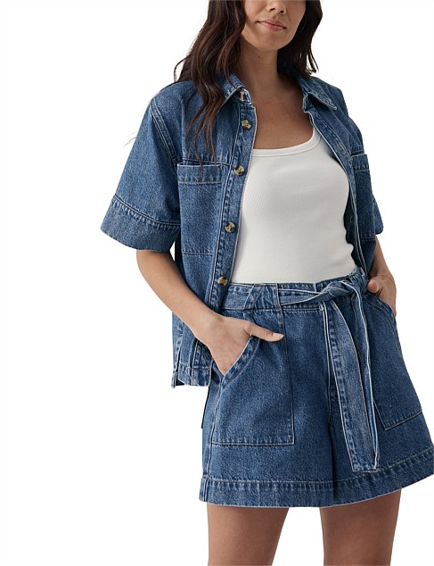 Ceres Life Jacqui Felgate Belted Denim Short | David Jones