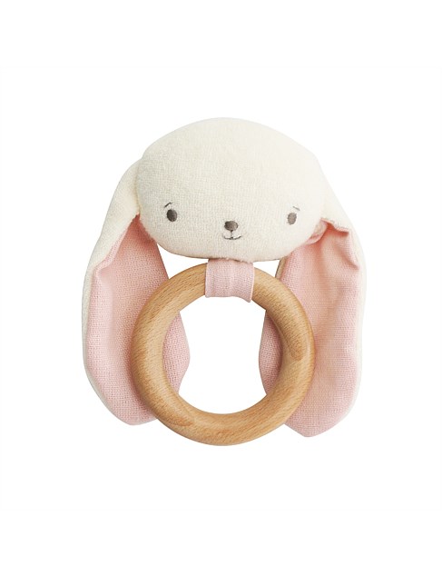 Alimrose Baby Bunny Teether Rattle Pink | David Jones