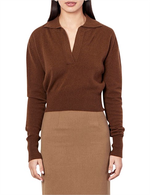 Romy Cropped Collared Sweater | David Jones