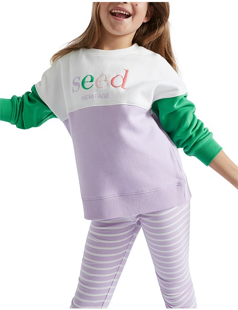 Seed Heritage Colourblock Logo Sweat | David Jones