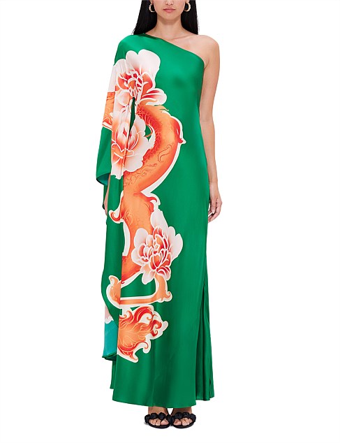 Leo Lin Mei One Shoulder Gown -Imperial Print | David Jones
