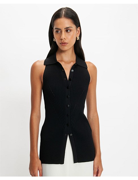 Cue Sculptured Rib Sleeveless Knit | David Jones