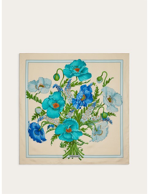 Ferragamo Poppies Print Silk Foulard | David Jones