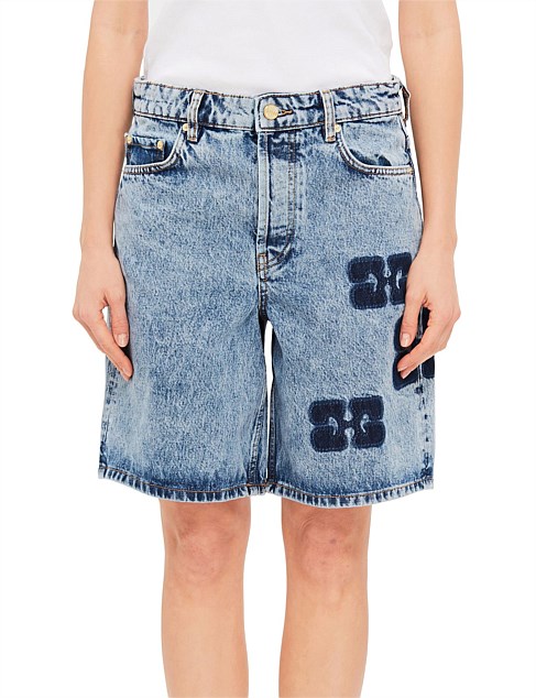 Ganni Patch Denim Shorts | David Jones