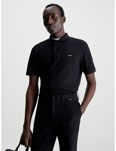 Calvin Klein Stretch Pique Slim Button Polo | David Jones