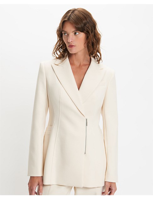 Cue Winter White Tailored Zip Jacket | David Jones