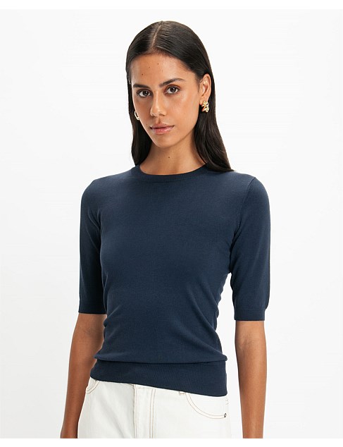Cue Elbow Sleeve Round Neck Knit | David Jones