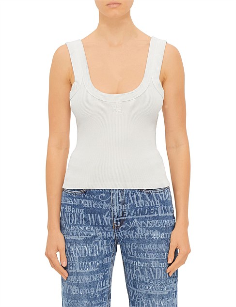 T By Alexander Wang Tank Top With Embossed Logo | David Jones