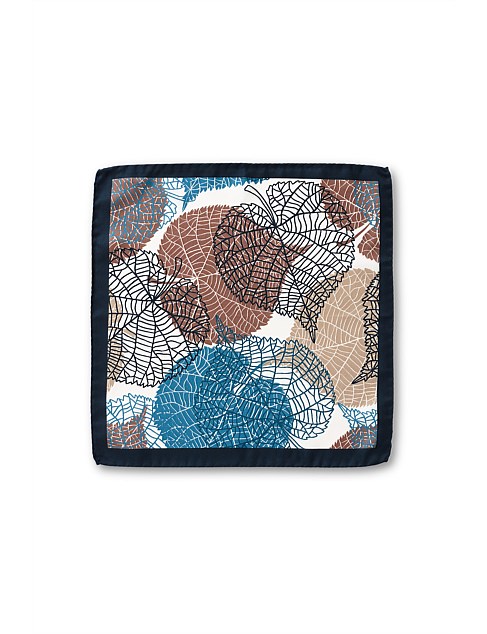 Joe Black Leaf Skeleton Silk Psquare | David Jones