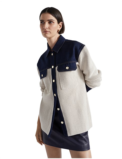 Seed Heritage Denim Knit Shacket | David Jones