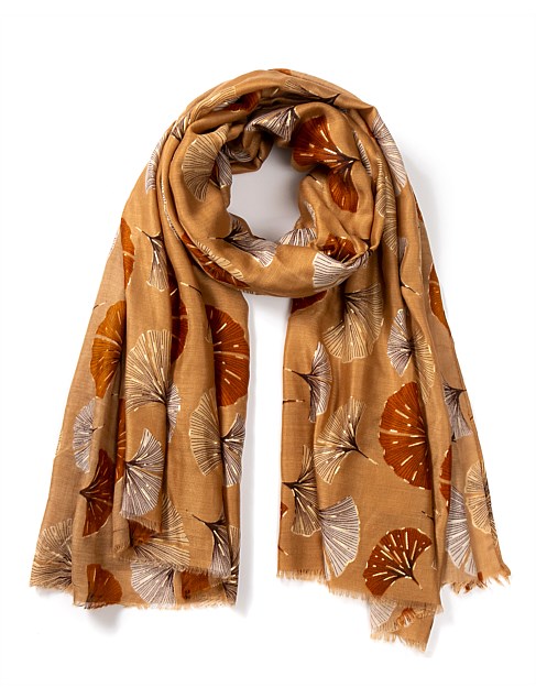 Gregory Ladner Fan Print Scarf With Foil Detail | David Jones