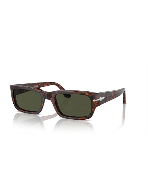 Persol Adrien Rectangle Havana Green Sunglasses | David Jones