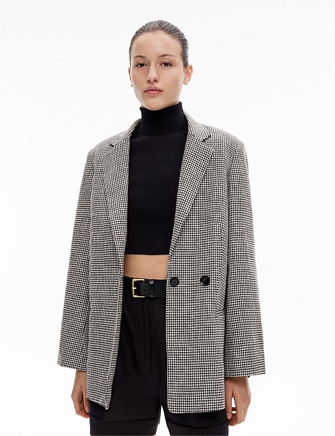 Witchery Houndstooth Double-breasted Blazer | David Jones
