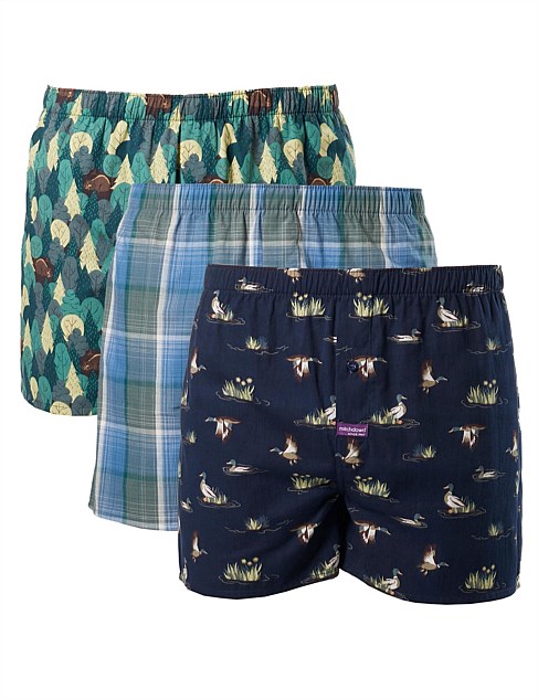 Mitch Dowd Wood Ducks Cotton Boxer 3 Pack | David Jones
