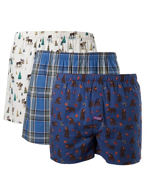 Mitch Dowd Bear & Moose Cotton Boxer 3 Pack | David Jones